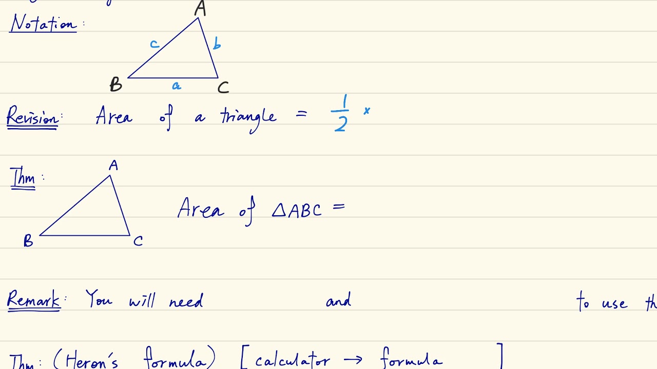F5 Ch05 Trigonometry in 2D - Lecture A.2 - Revision - Area of Triangle ...