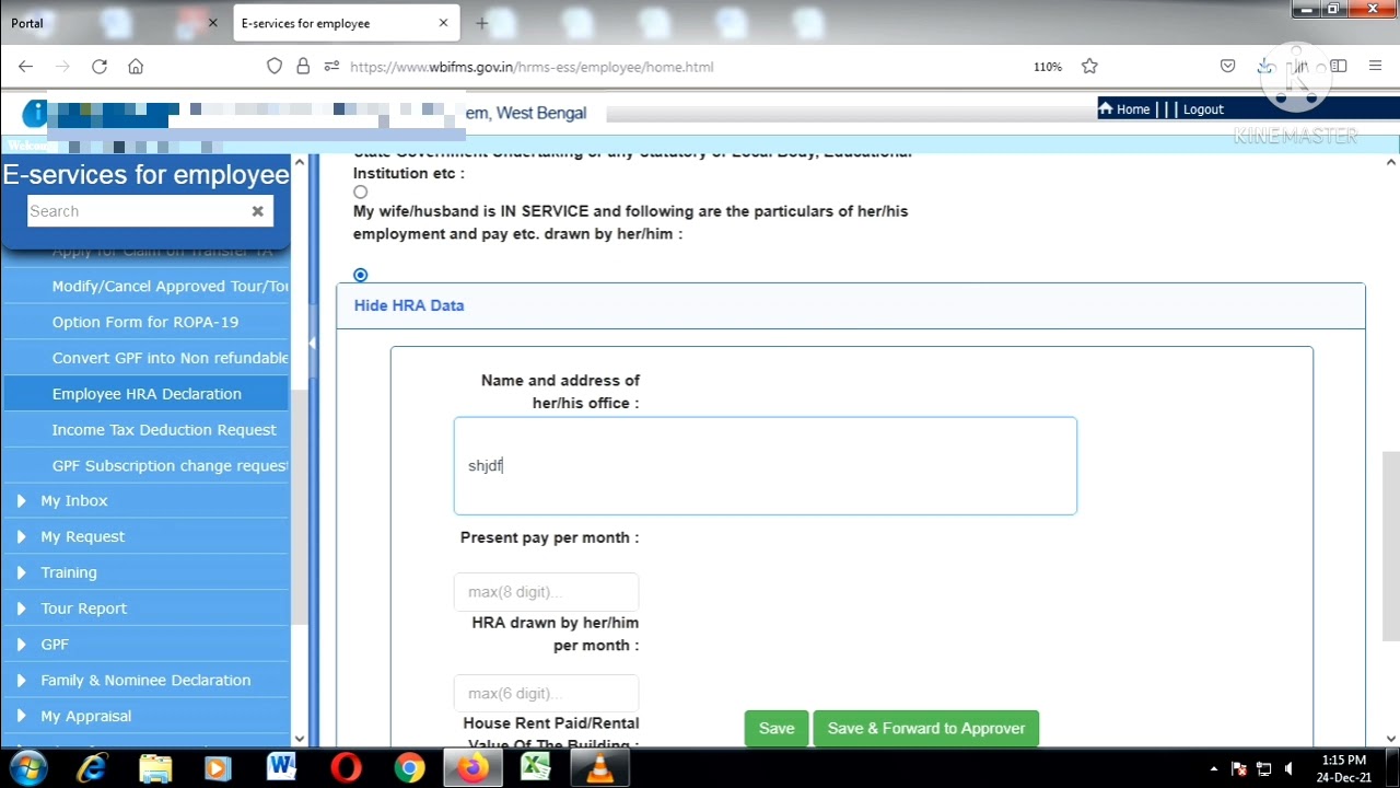 House Rent Allowance Declaration for WB Govt. employees / Online - YouTube