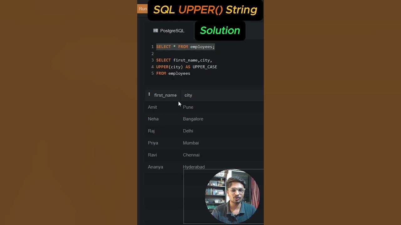 SQL UPPER() String #coding #sql #programming #shorts - YouTube