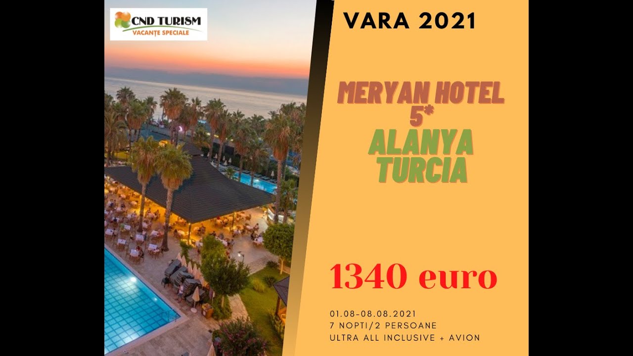 MERYAN HOTEL Alanya - Charter Avion Turcia 2021 - YouTube