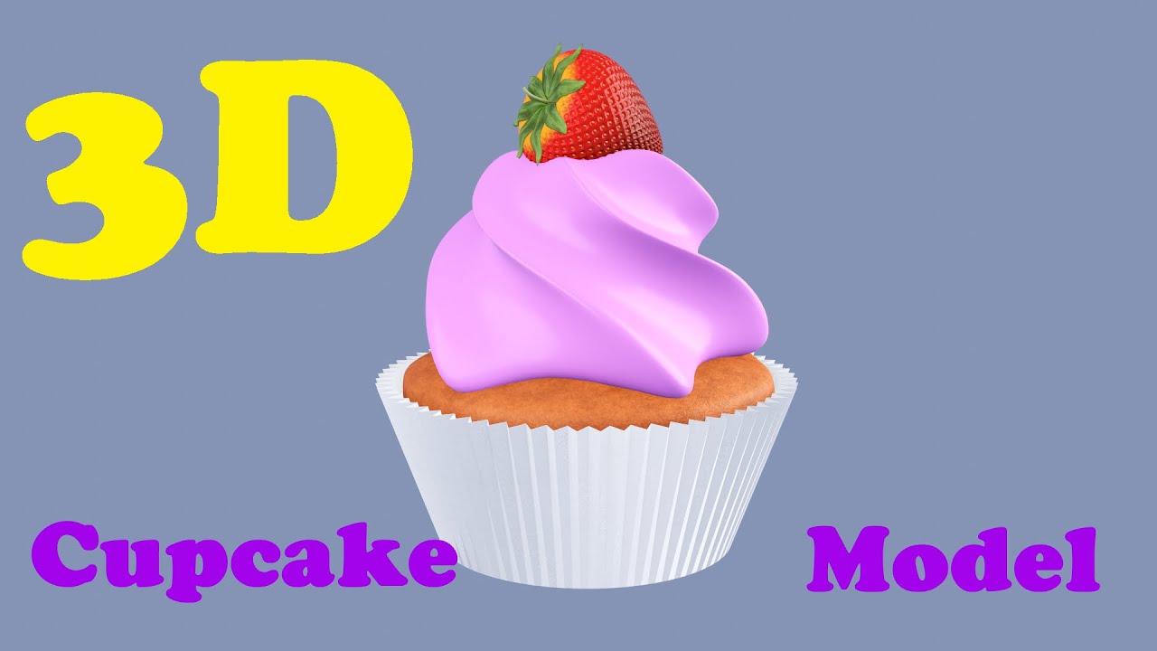 Strawberry Cupcake 3D Model. Created in Blender. - YouTube