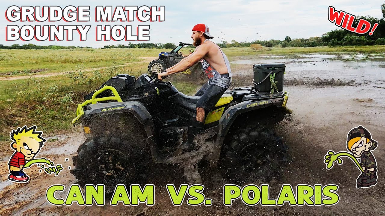 Can Am vs. Polaris! Wild ATV Bounty Hole Race @ Mudbuddys Mud Park ...