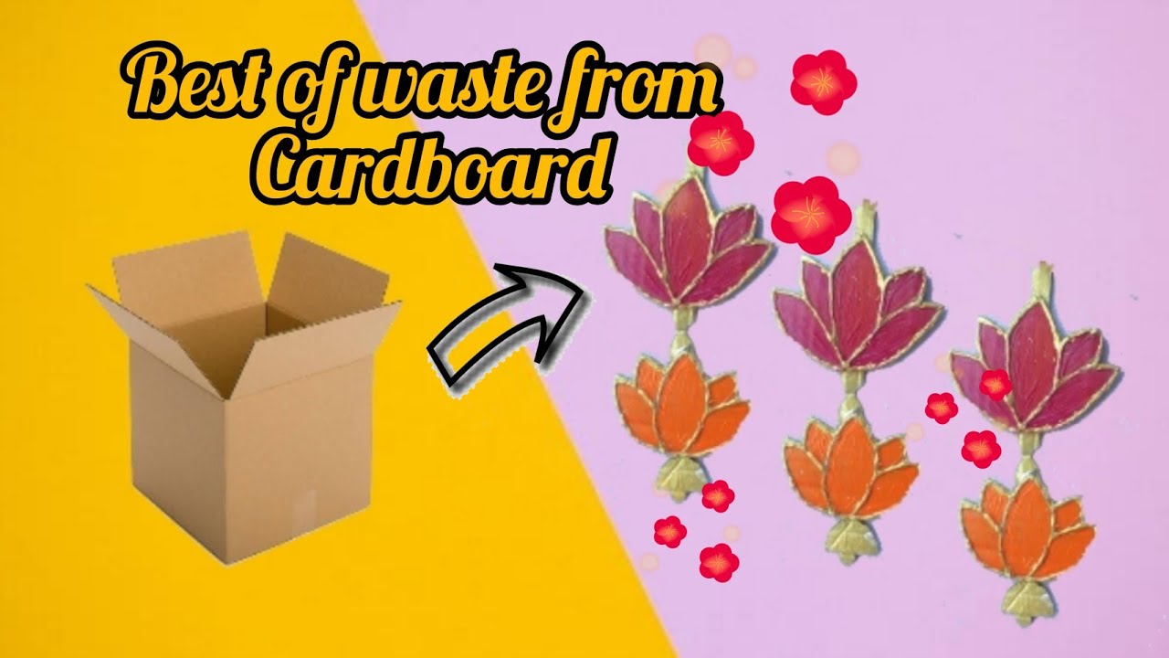 easy lotus hanging from cardboard #how to make wall hanging using ...