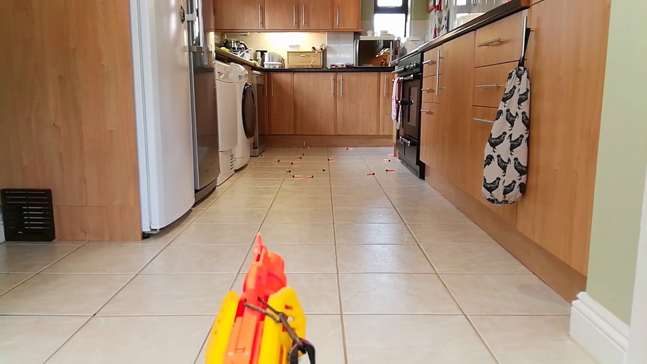 NERF Havok Fire EBF-25 machine gun firing - YouTube