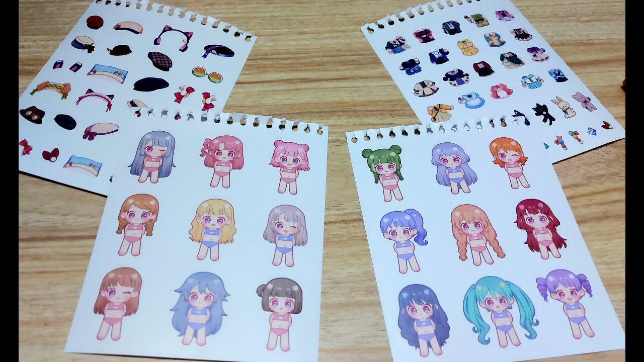 Stickers tí hon/Chọn trang phục sticker cho 18 cô gái/Sticker đẹp cute ...