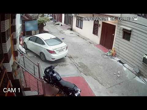CCTV FOOTAGE - Frustrated Old Woman Throwing Street Dog's Poop At Other's House. Part-1