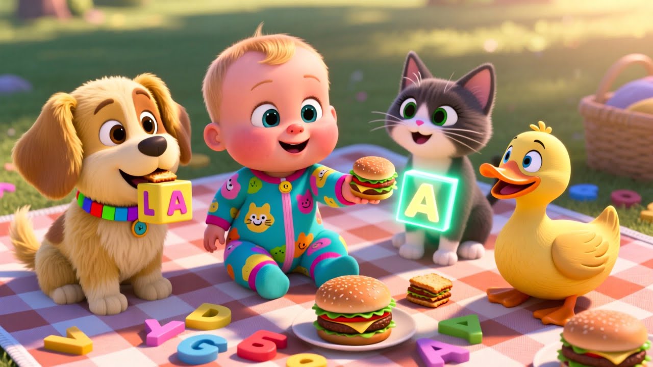 Burger Picnic With Little Baby | Nursery Rhyme Song for Kids - YouTube