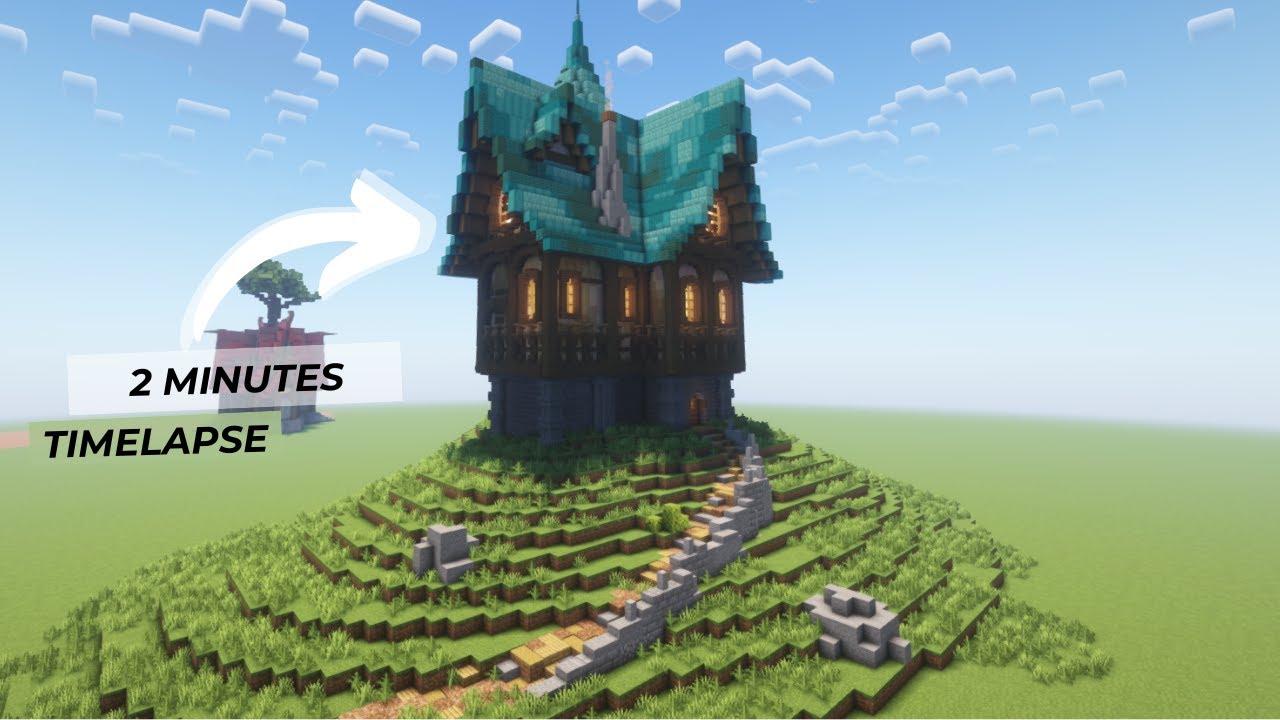 2 Minutes Medieval Hill house Speedbuild - YouTube
