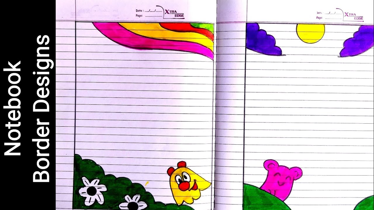 Notebook border designs|rulled paper border designs on paper| project ...