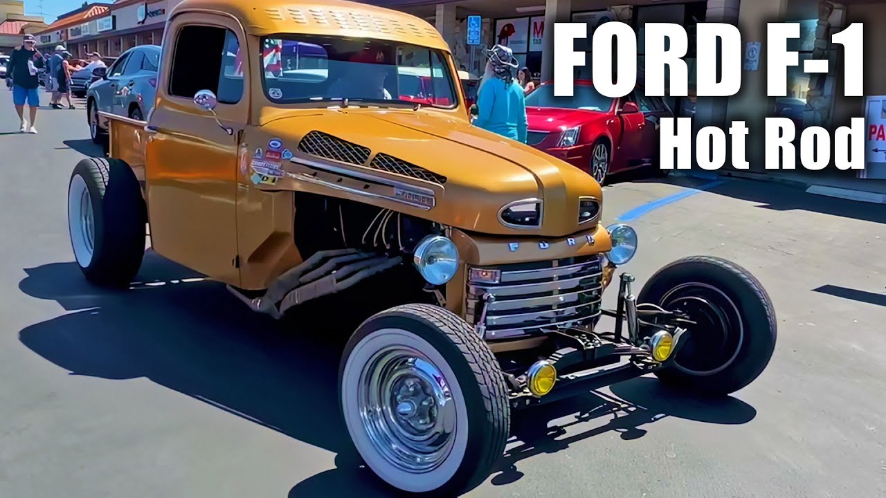 Ford F-1 Hot Rod Truck with Super-Short Bed Arrives at Car Show - YouTube