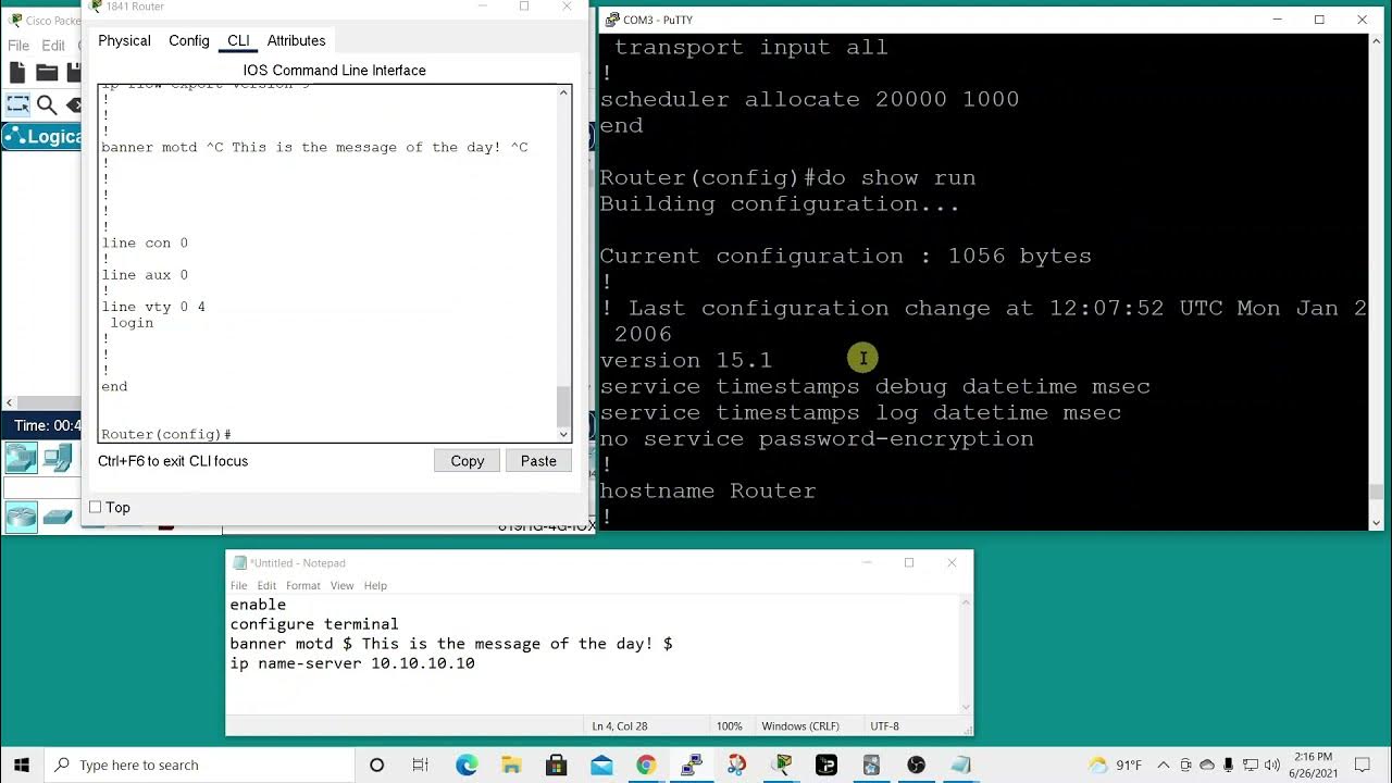 CCNA Lab: Cut and Past Configuration Files Into Cisco Devices - YouTube