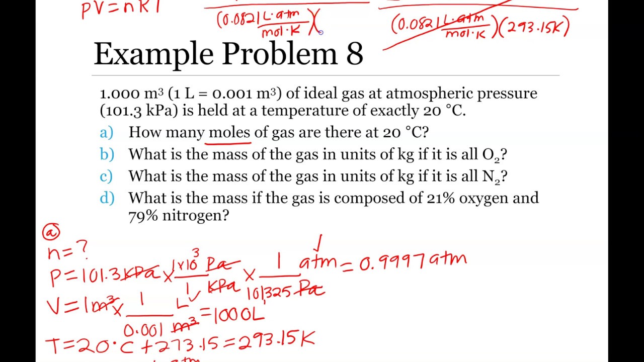 Example Problem 8(a)(b) - Ideal Gases - YouTube