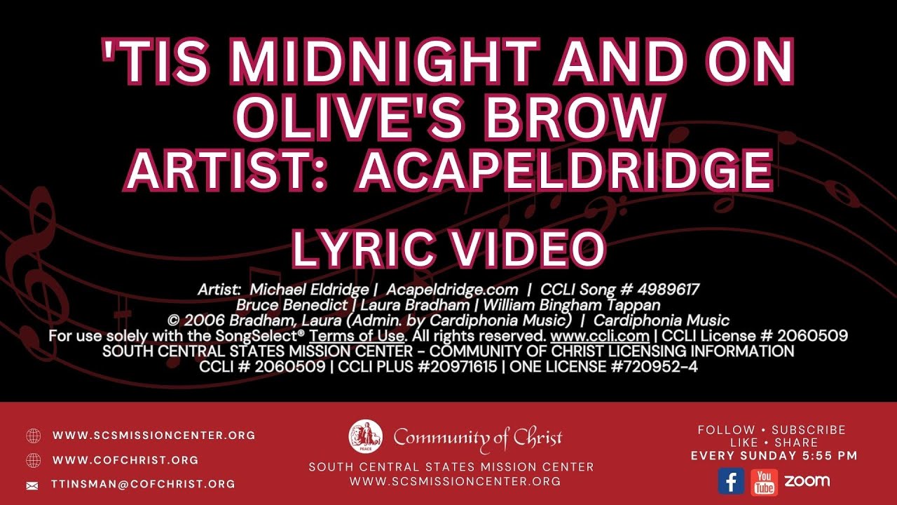 Lyric Video - 'tis Midnight and on Olive's Brow by Acapeldridge - YouTube