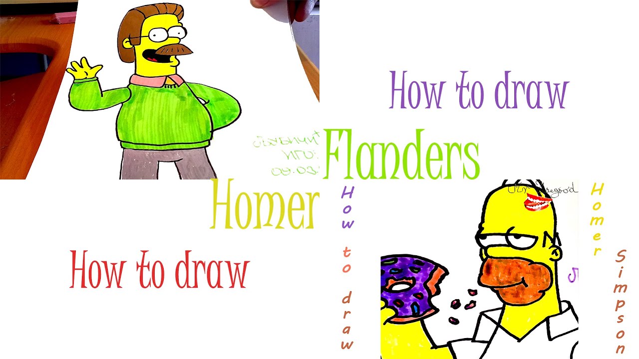 How to Draw The SIMPSONS Characters Easy and color: Homer and Flanders ...