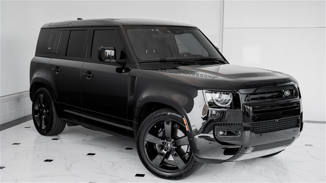 Santorini Black Metallic on Ebony 2023 Land Rover Defender 110 - YouTube