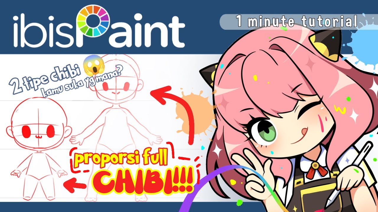 TUTORIAL 1 MENIT : CARA GAMBAR KERANGKA PROPORSI TUBUH CHIBI FULL BODY ...