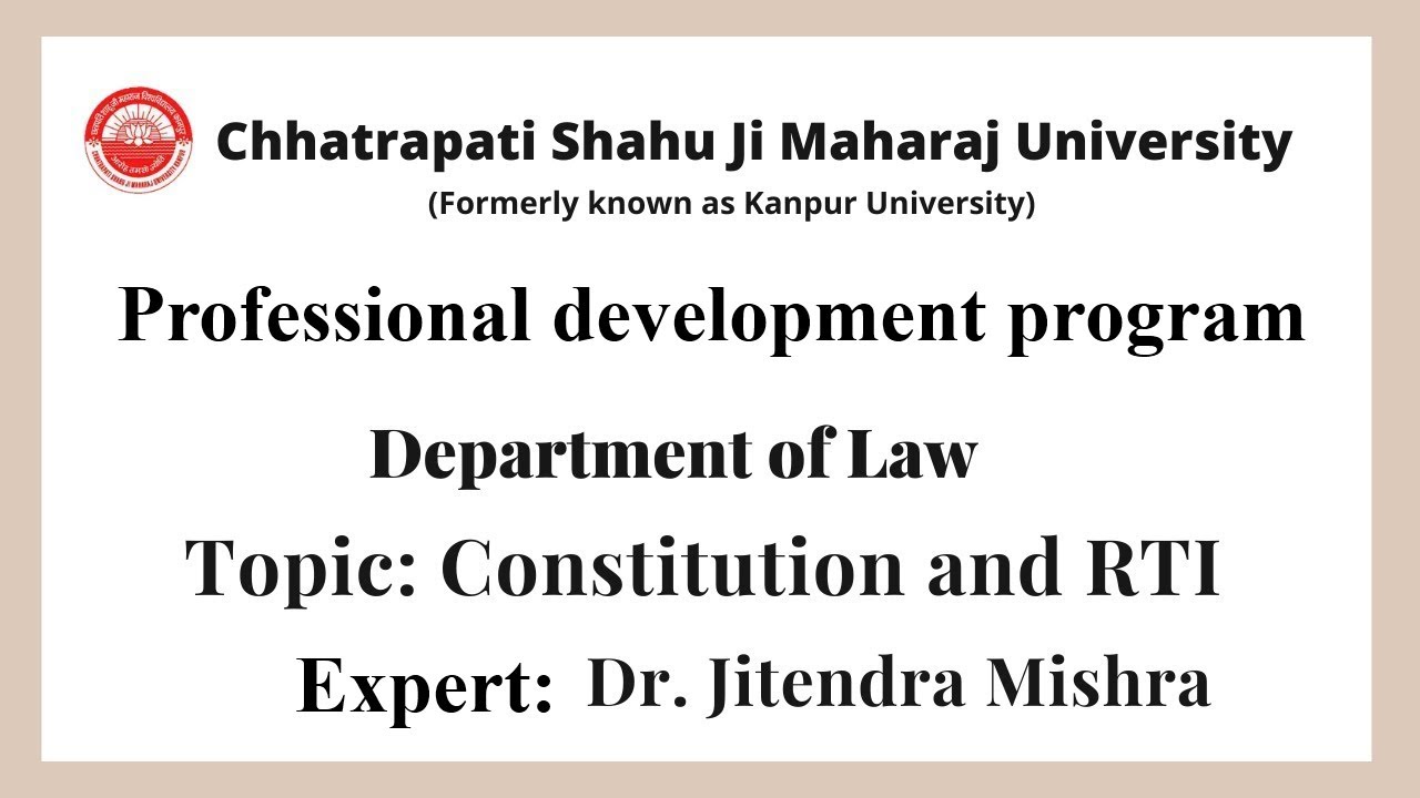 Constitution and RTI | Department of Law | CSJMU Kanpur - YouTube