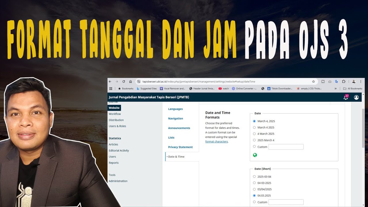 CARA UBAH FORMAT TANGGAL DAN JAM DI OJS 3 | TUTORIAL OJS - YouTube