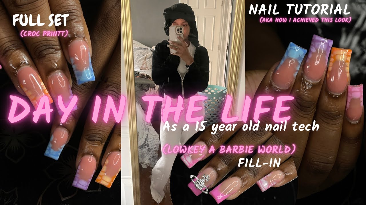 Day in the life as a 15 year old nail tech| watch me work|| sariyahhK ...