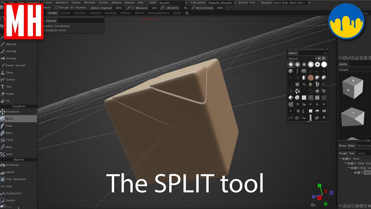 3dcoat Series 23 The Split Tool In 3dcoat Youtube
