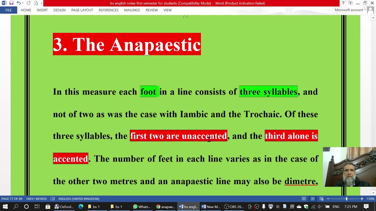 Anapaest (Anapest) lecture 23 intro to English literature 1 bs 1 - YouTube