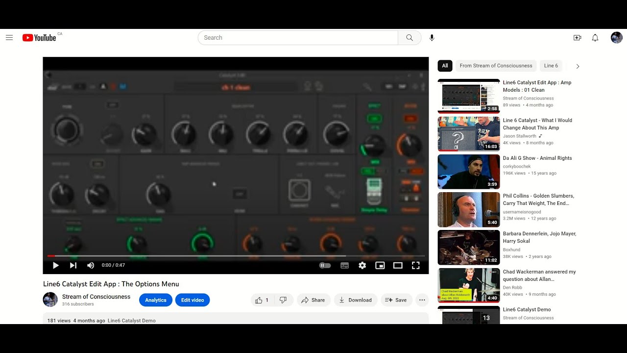 Line6 Catalyst Edit App : The Options Menu - YouTube
