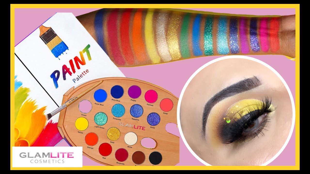 PROBANDO LA PAINT PALETTE GLAMLITE + MAQUILAJE AMARILLO CON DELINEADO ...