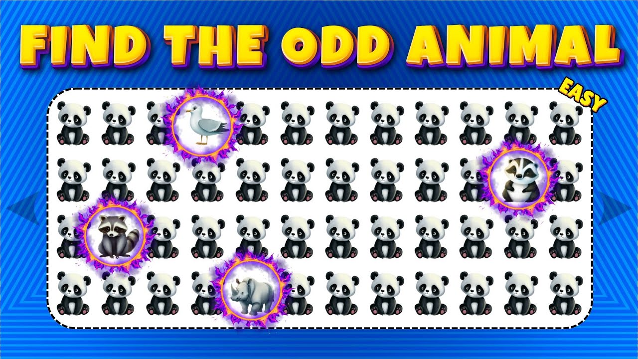 🐾 Can You Spot the Odd Animal? 🌟 60 Rounds, 7 Seconds Each! | Mind ...