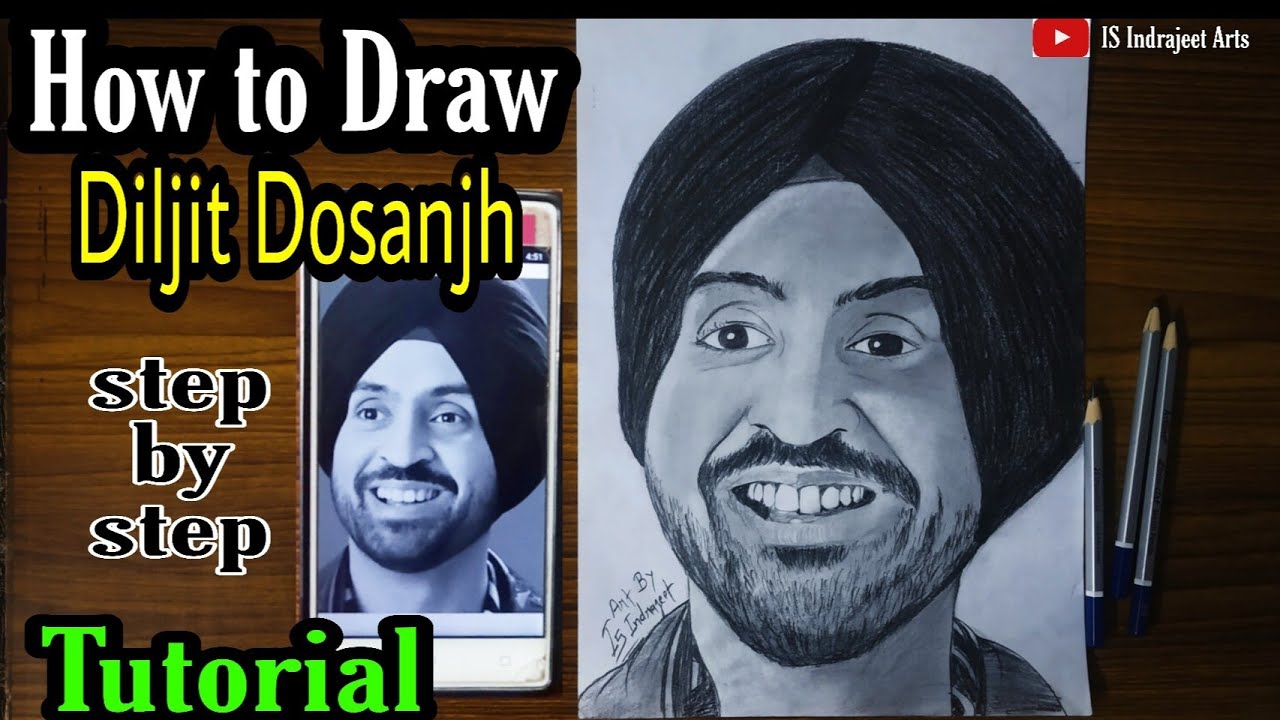 How to draw diljit dosanjh face sketch drawing step by step || Pencil ...