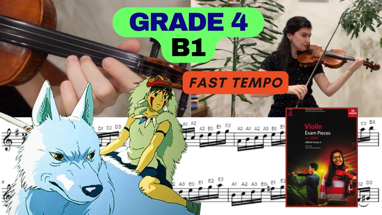 Grade 4 - B1: "The Legend of Ashitaka" Princess Mononoke ABRSM Violin ...