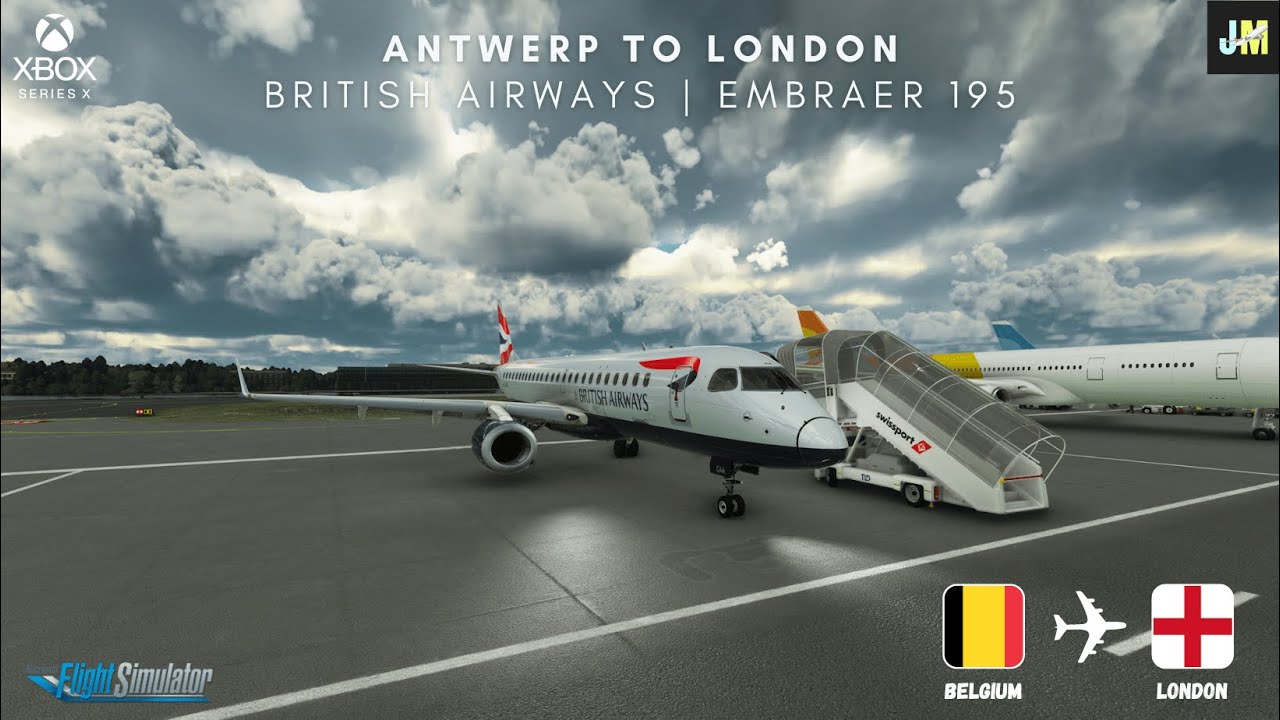 Antwerp to London City Airport on British Airways via Embraer 195 ...
