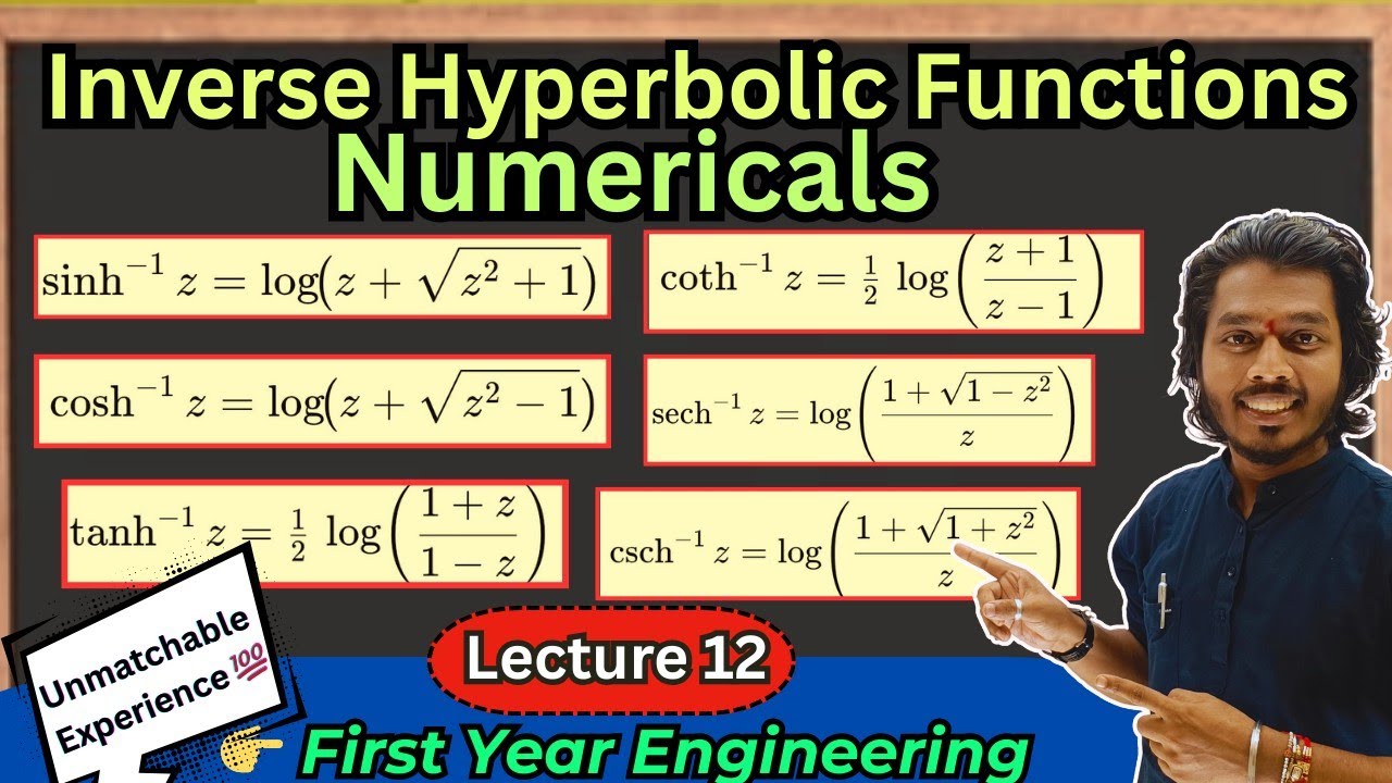 Lec 12.Numericals on Inverse Hyperbolic functions - YouTube