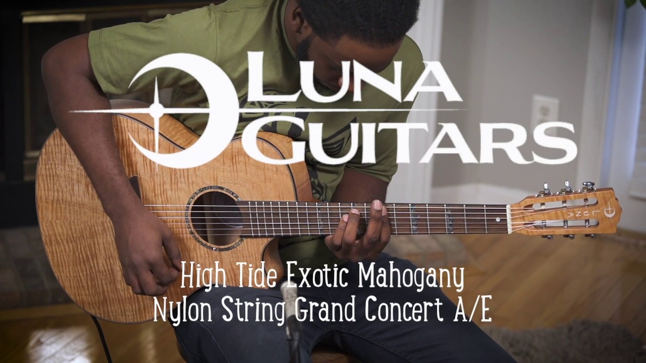 Luna Guitar High Tide Exotic Mahogany Nylon with Fishman - YouTube