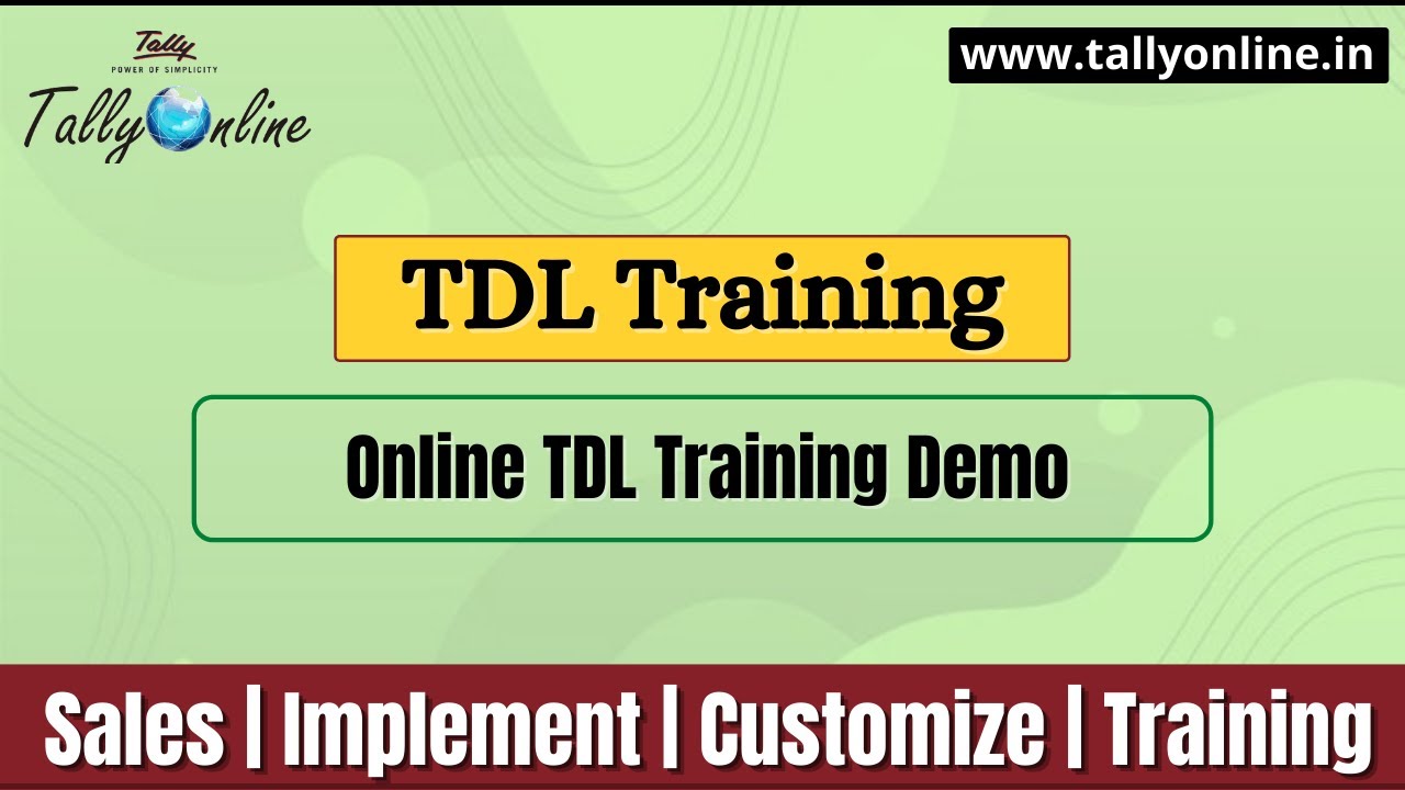 Online TDL Training Demo||Tally TDL Training - YouTube