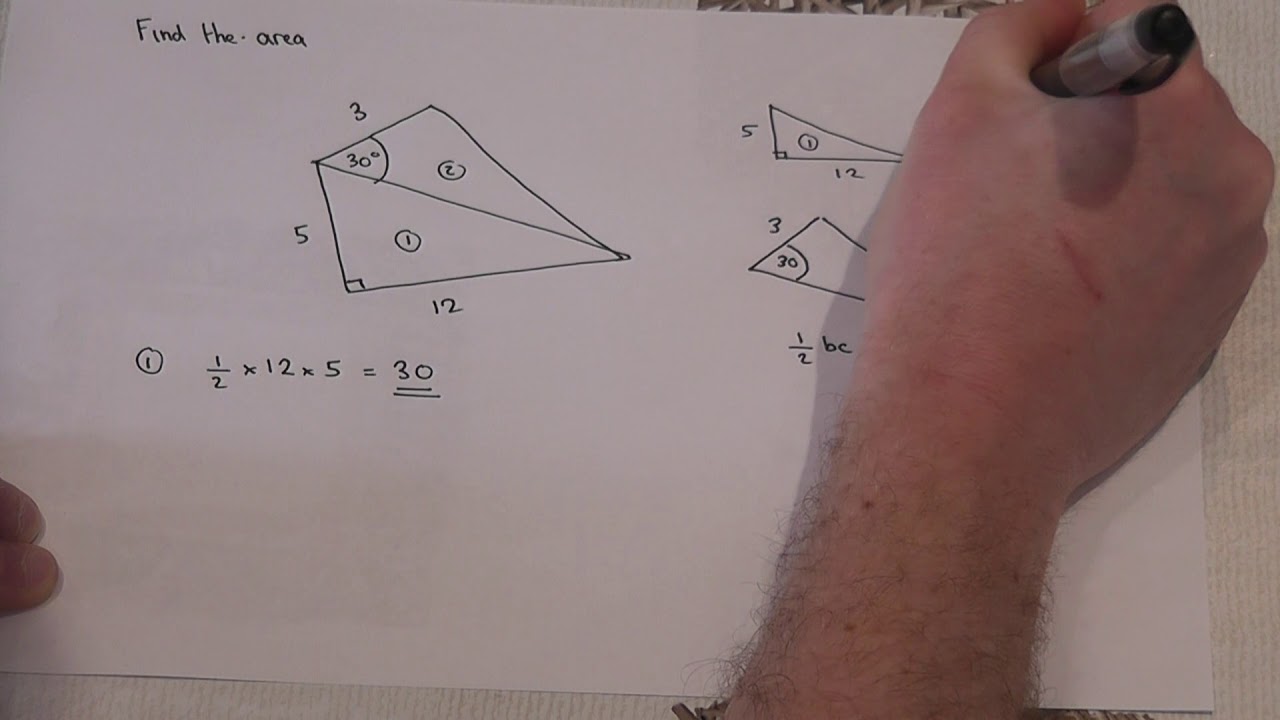 Triangle area pythagoras and 1:2absinC - YouTube