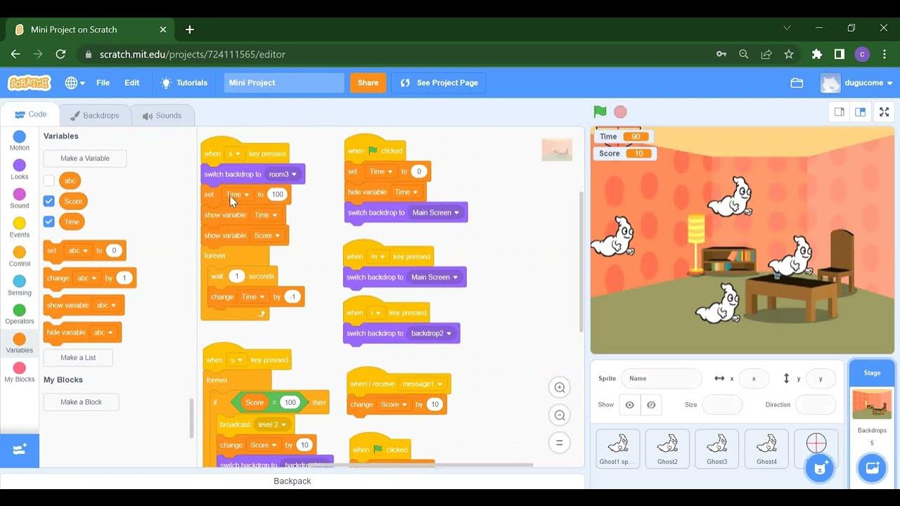 Scratch Tutorial For Beginner || Mini Project in Scratch || Ghost in ...