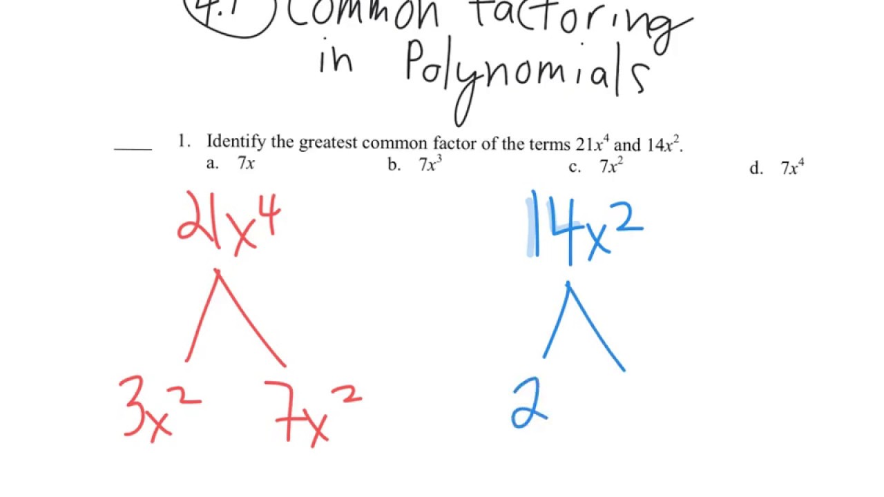 4.1 Common Factoring in Polynomials MPM2D1 st-1-2 - YouTube