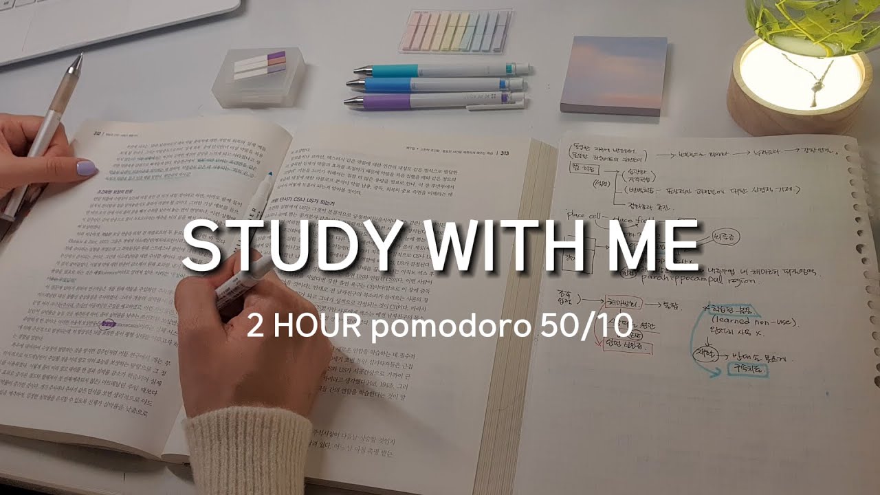2 HOUR STUDY WITH ME [50/10]│4월은 더 열심히 하는 달🌹│스터디윗미 ㅣlight rain & heavy rain☔ - YouTube