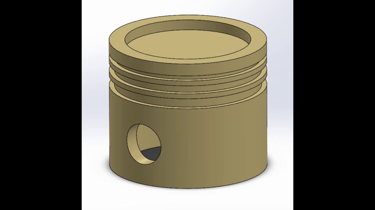 Pistón (pieza) en Solidworks -paso a paso con explicación- - YouTube