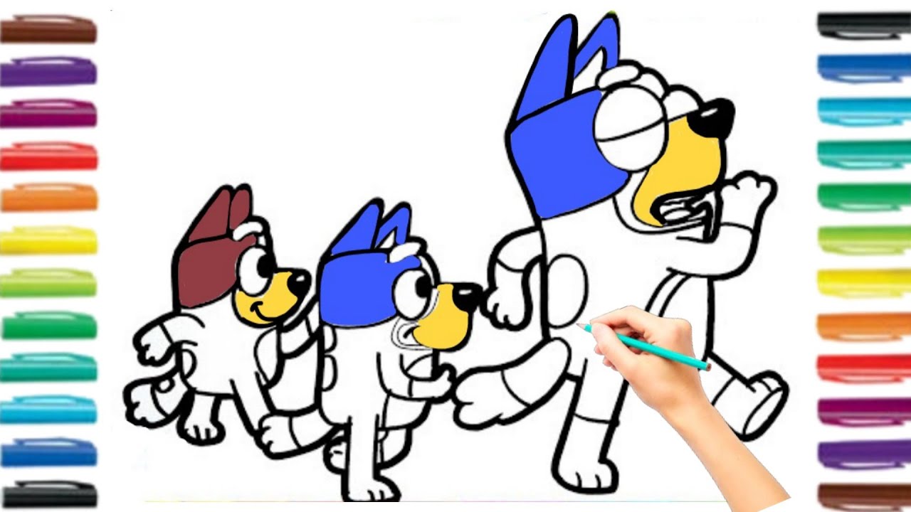 How to Draw Bluey and His Family/Bluey Drawing for Kids and Toddlers ...
