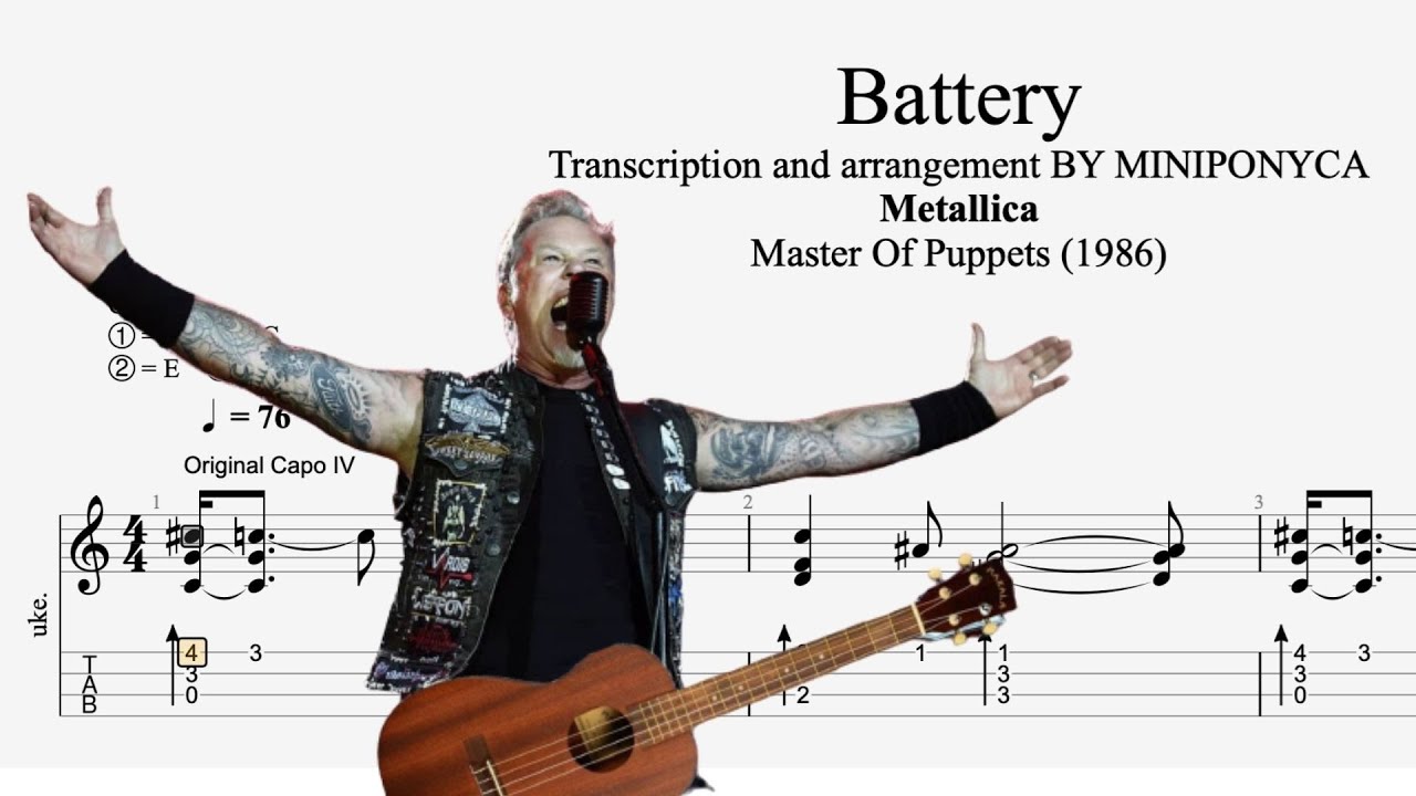 METALLICA battery intro [ UKULELE transcription with TAB] 🎼 - YouTube