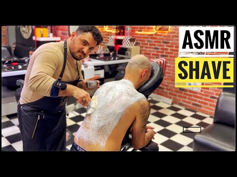 ASMR Back hair removal • Back massage • Turkish Barbershop(razor cut)(USTURA KESİM)