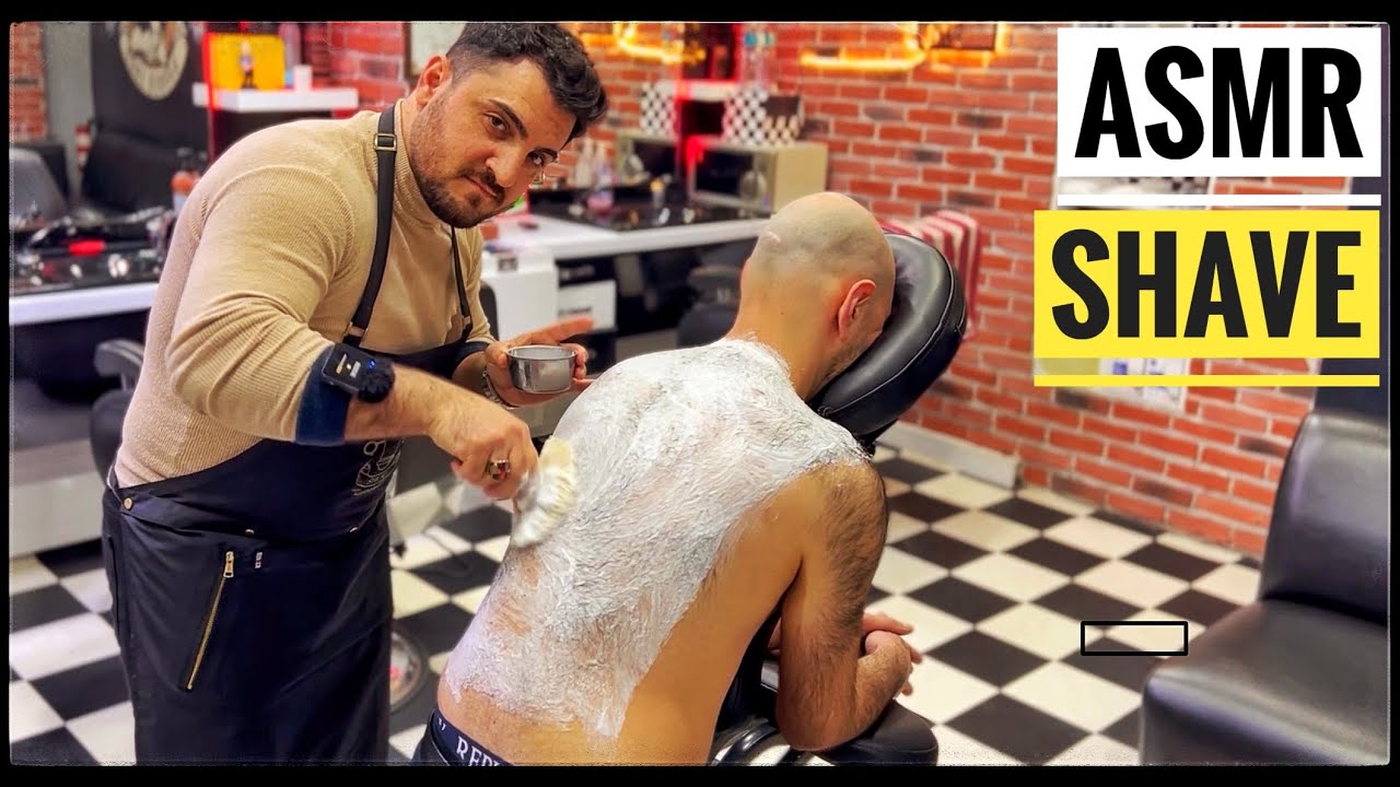 ASMR Back hair removal • Back massage • Turkish Barbershop(razor cut ...