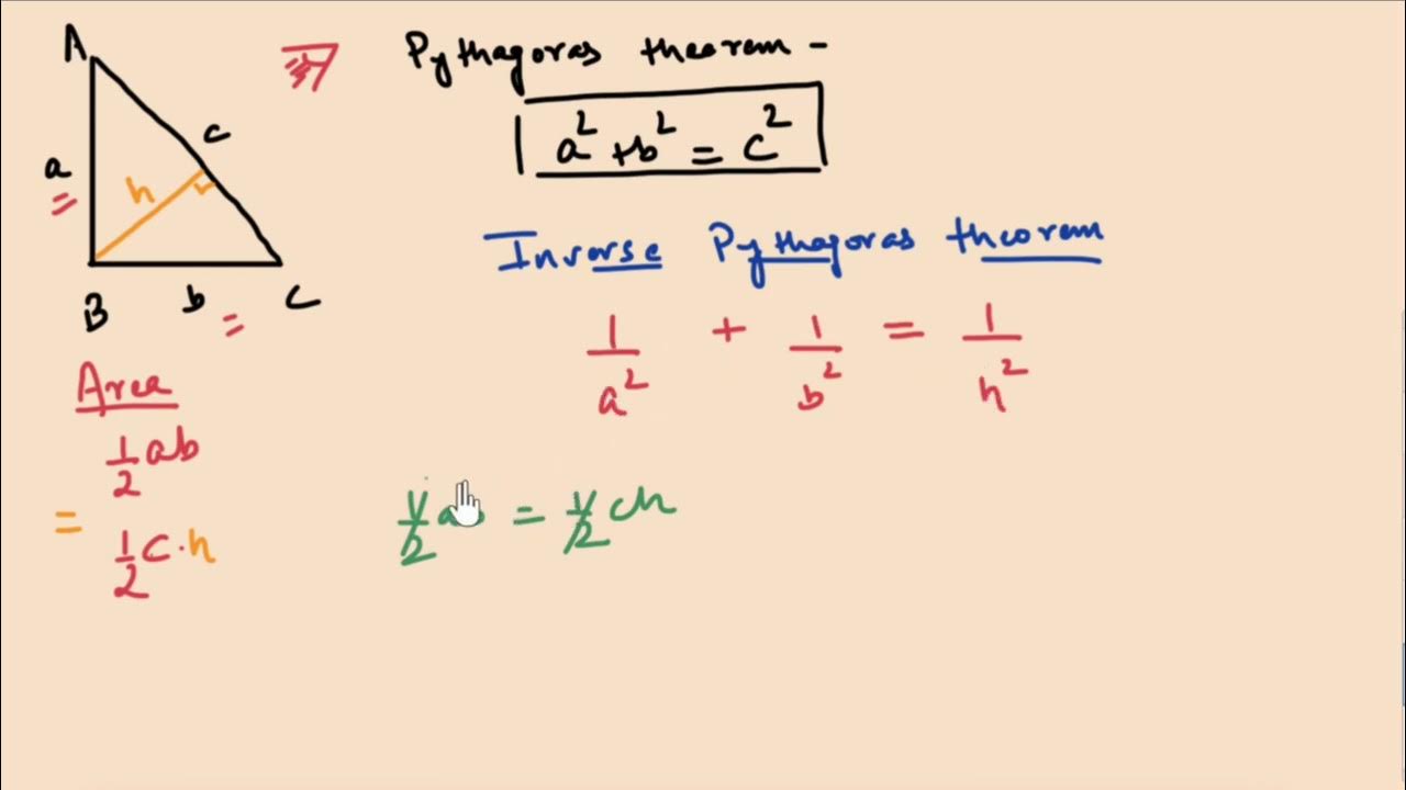 Inverse Pythagoras Theorem (with proof using 'equating areas' and 'similarity') - YouTube