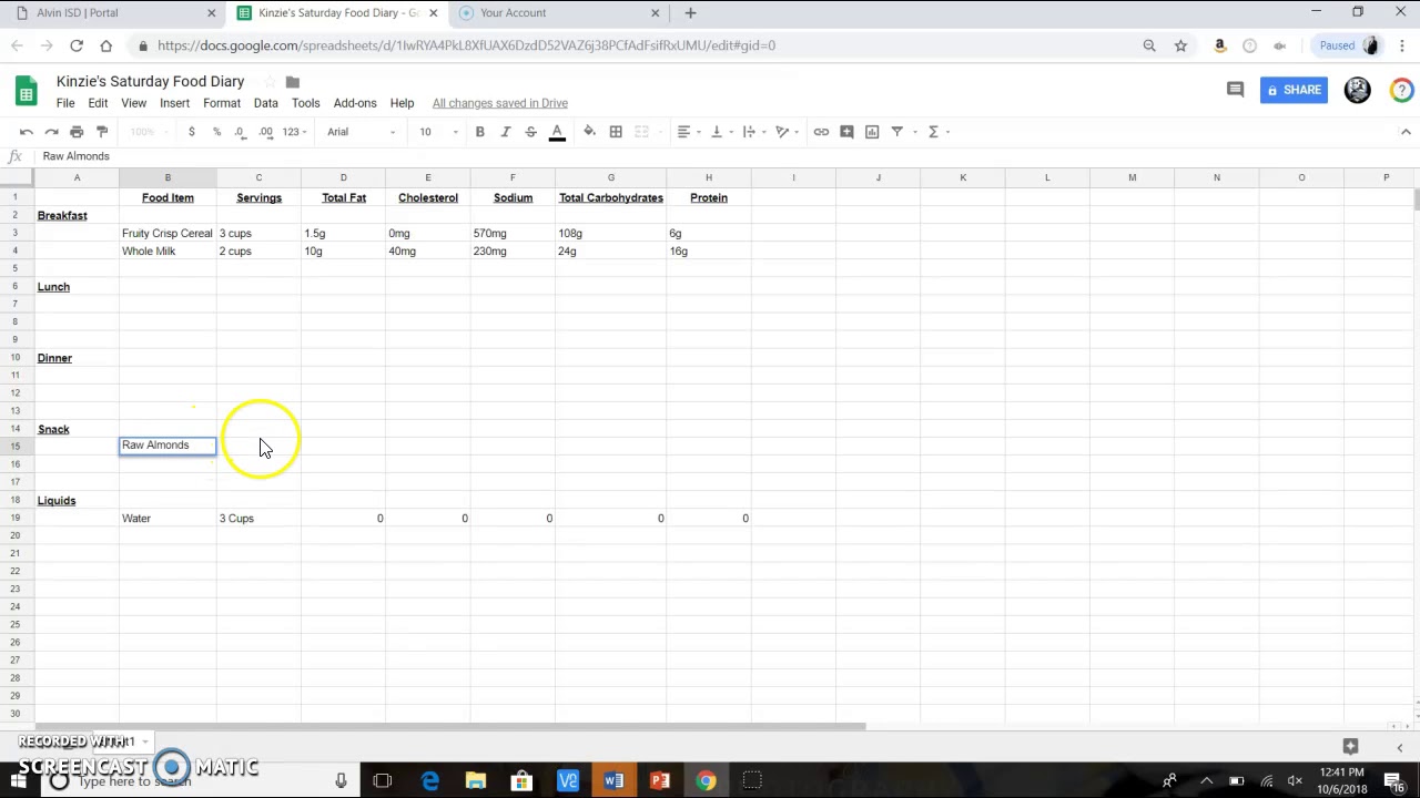 Food Diary Google Sheet Instructions - YouTube