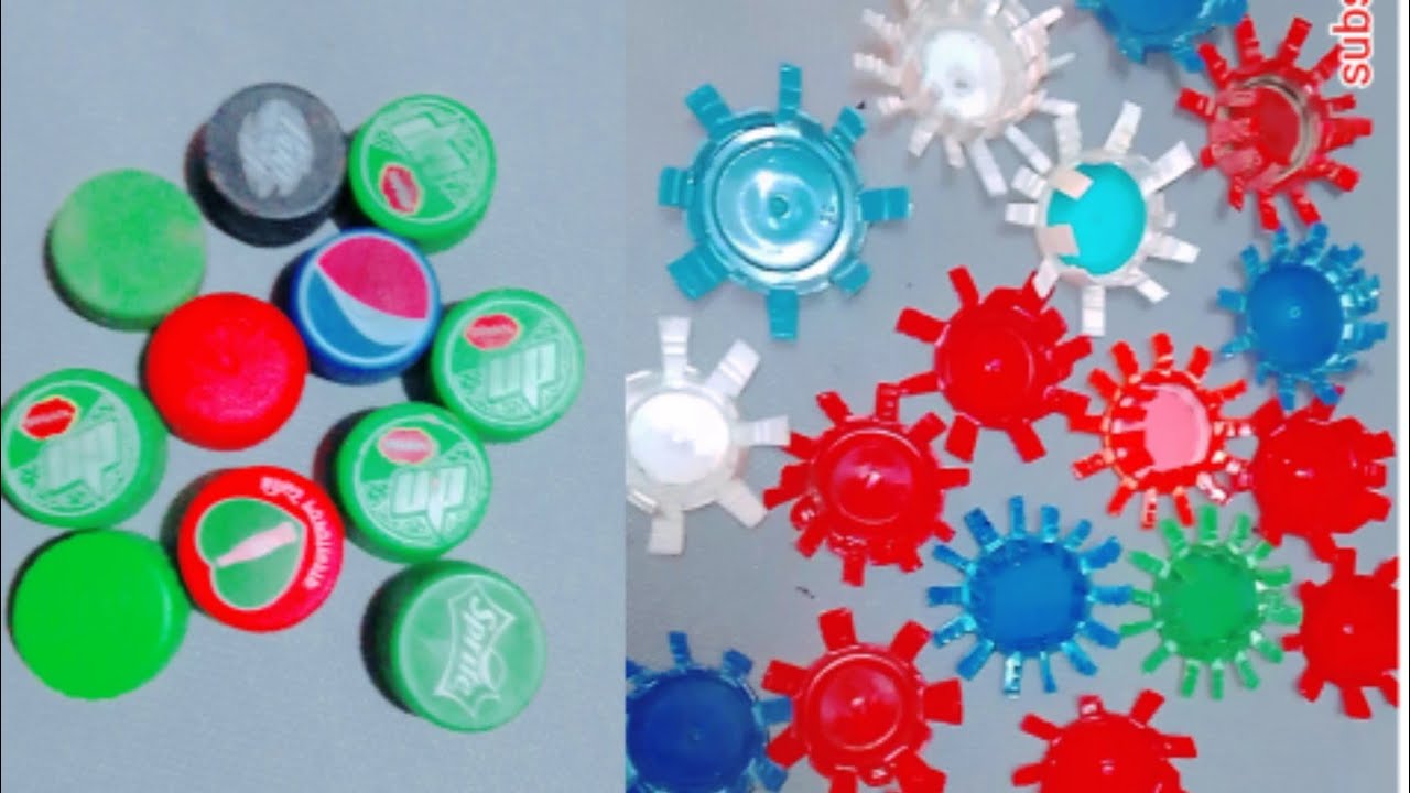 waste plastic bottle caps craft idea | best out of waste | Diy plastic ...