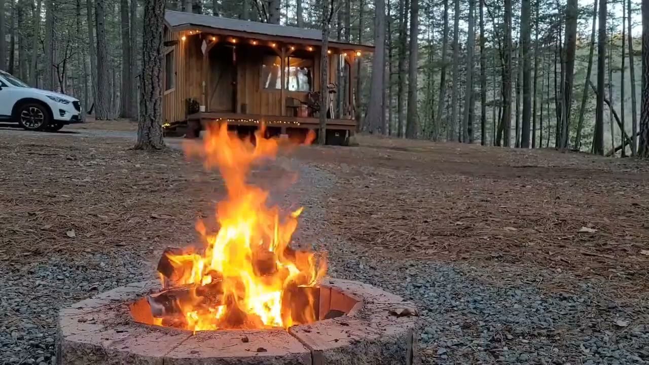 ASMR off grid cabin fire pit - YouTube