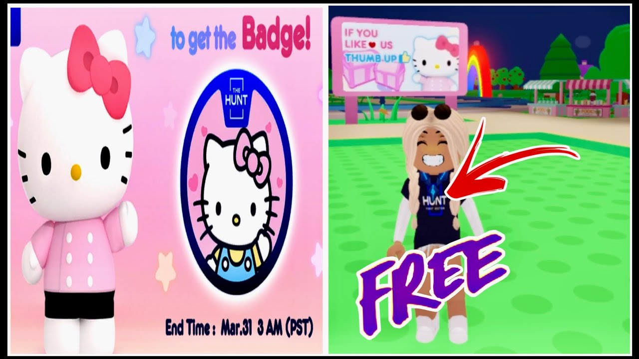 HOW TO GET FREE ITEMS AND THE HELLO KITTY BAGDE IN ROBLOX - YouTube