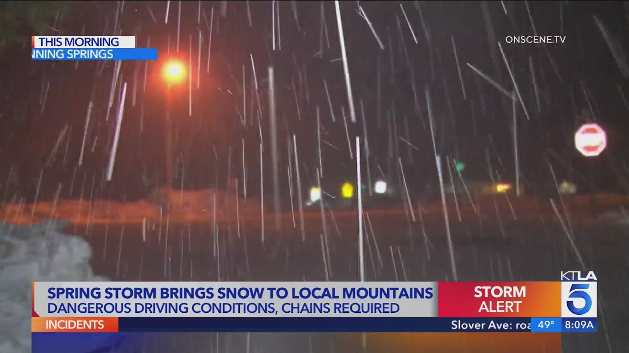Spring storm brings snow to local mountains - YouTube