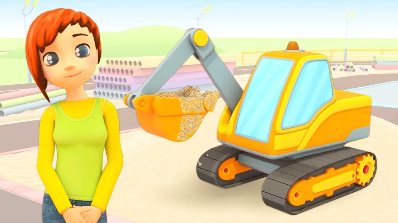 Car School: An excavator - A car cartoon for babies - Construction ...